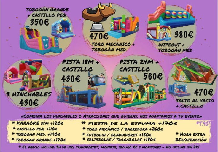 🔥 Precios de Alquiler de Castillos Hinchables Torrevieja, Benidorm